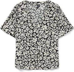 Vero Moda Neck Vmalba SS WVN GA Noos T-Shirt à col en V, Noir, XL Femmes