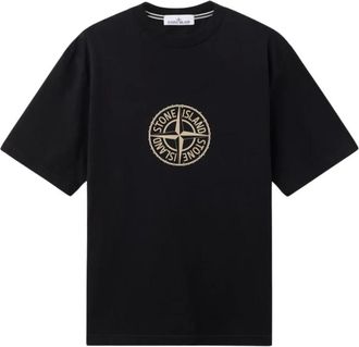 Stone Island Homme, Tops, Noir, Taille: L Back Lettering T-Shirt