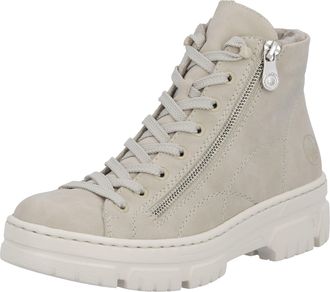 Rieker Winterboots RIEKER, Damen, Gr. 41, creme, Lederimitat, unifarben, Schuhe Winterboots, Plateauboots, Schn&uuml;rboots mit Rei&szlig;verschluss an der Au&szlig;enseite, 