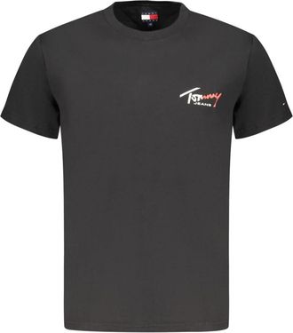 Tommy Hilfiger Signature Logo Slim Jersey T-Shirt - - Tops - Herren - Schwarzk - L