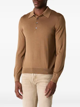 Tom Ford Mens Sweater Button-Front Beige Wool