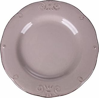 Villa D'Este Home Tivoli Set mit 6 flachen Tellern aus glasiertem Steinzeug, &Oslash; 27 cm, Duchessa Vanilla