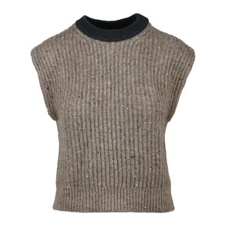 Brunello Cucinelli Strickweste - - Jackets - Damen - Beige - S