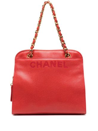Chanel sac porté épaule à logo embossé (1997-1999) - Rouge
