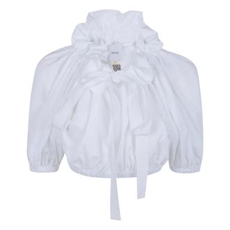 Patou Femme, Blouses et Chemises, Blanc, Taille: 40 FR Cropped Volume Jersey Top