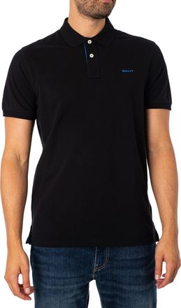 GANT Gant Herren Reg Contrast Pique Rugger Polohemd, Schwarz, L EU