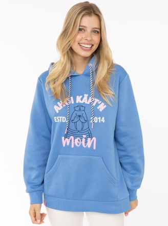 Zwillingsherz Hoodie ZWILLINGSHERZ Ahoi K&auml;pt&acute;n, Damen, Gr. L/XL, mittelblau, Sweatware, Obermaterial: 80% Polyester, 20% Baumwolle, Sweatshirts Hoodie, Mini-Me,mit 