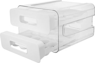 Lurrose Aufbewahrungsbox f&uuml;r Eier im K&uuml;hlschrank Stapelbarer Eierorganizer aus Kunststoff mit Schiebemechanismus F&auml;cher f&uuml;r Separate Eierlagerung Transparente