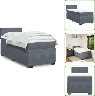 vidaXL Boxspringbett mit Matratze Dunkelgrau 100x200 cm Samt - Samtbett - Boxspringbett - Doppelbett - Bettrahmen - Kopfteil
