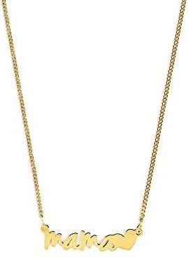 Singularu Collier Mamá Heart. Pendentif en Argent Sterling 925 avec Finition Plaqué Or 18Kt. Chaîne avec Motif Mamá et Coeur. Taille Unique. Bijoux pour Femme