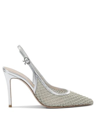 Gianvito Rossi Hohe Schuhe - Nikki 95 Mm Slingbacks - Gr. 37,5 (EU) - in Grau - f&uuml;r Damen