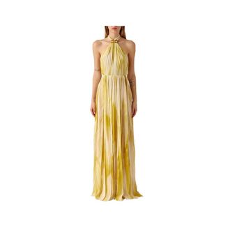 Elisabetta Franchi Femme, Robes, Jaune, Taille: 40 FR Robe de Soir&eacute;e G&eacute;om&eacute;trique avec &Eacute;paules D&eacute;nud&eacute;es