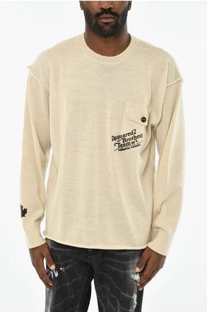 Dsquared2 Virgin Wool Crew-neck Sweater with Print size M