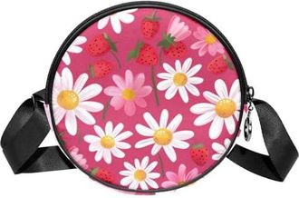 Generic Petit sac &agrave; bandouli&egrave;re circulaire pour femme, petit sac &agrave; bandouli&egrave;re avec fermeture &eacute;clair, bretelles r&eacute;glables, sac &agrave; main rond d&eacute;contract&eacute; pour fe
