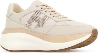 Hogan Womens Ivory Leather Maxi Active Sneakers B013b018 Scarpe Stringate Lace-up Shoes