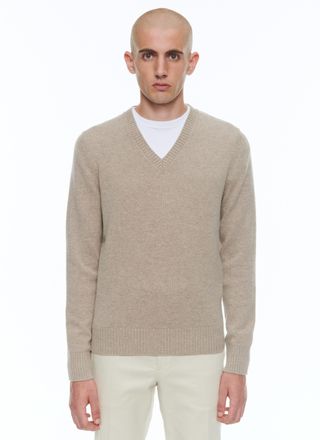 Fursac Pull col V en laine et cachemire - Taille S - Homme