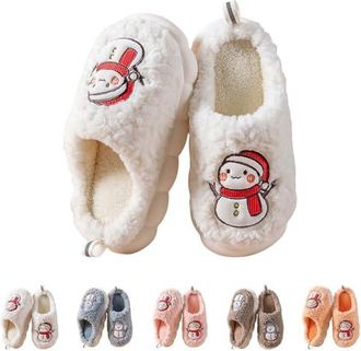 Generic Pantoufles en peluche pour femme - Chaussons dhiver moelleux - Chaussons plats doux en peluche - Pantoufles confortables en feutre - Loisirs - Chausso