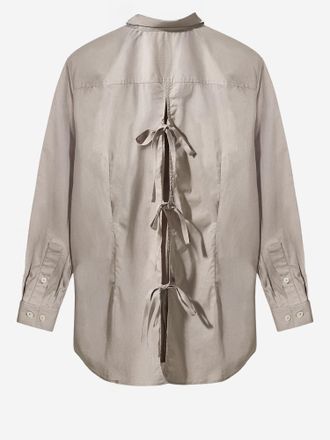 The Garment Womens Stretch Cotton Shirt With Classic Collar Beige Organic