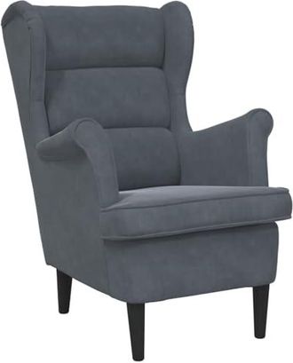 vidaXL Fauteuil de Salon TV Meuble de Salle de S&eacute;jour Fauteuil &agrave; Dossier Haut de Chambre &agrave; Coucher Meuble de Bureau Maison Int&eacute;rieur Gris Fonc&eacute; Velours