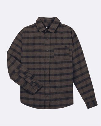 Faguo Chemise marron & bleu marine coton - SIGNY