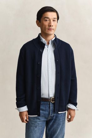 GANT Herren Gerippte Strickjacke zum Kn&ouml;pfen (XXXL) EVENING Blau