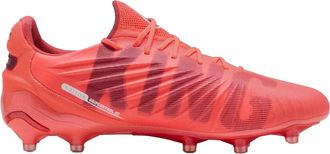 Puma King Ultimate Fu&szlig;ballschuhe mit festem Boden f&uuml;r Damen (Wei&szlig;/Feuerrot)