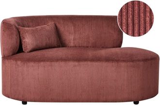 Beliani Chaiselongue Linksseitig Rot Cord Oval mit Dekokissen Schwarze F&uuml;&szlig;e Hohe Lehne Luxuri&ouml;ses Design Wohnzimmer Liegesofa Longchair R&eacute;camiere