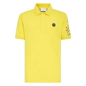 Philipp Plein Homme, Tops, Jaune, Taille: 3XL Slim Fit Polo SS Skull&Bones