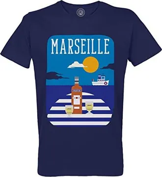 Fabulous T-Shirt Homme Col Rond Coton Bio Marseille Pastis Port Ville France Soleil Voyage