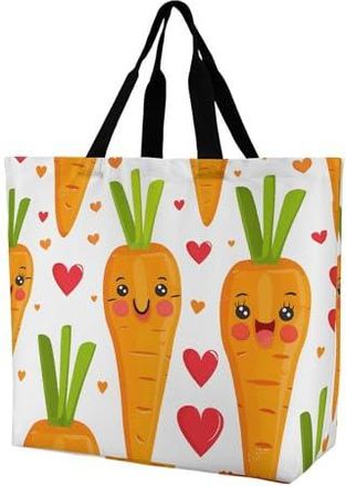 Generic Carotte En Style Dessin Anim&eacute; Sac A Main Femme R&eacute;utilisable Tote Bag Grand Sac Fourre-Tout Pour Universit&eacute; Voyage Gym