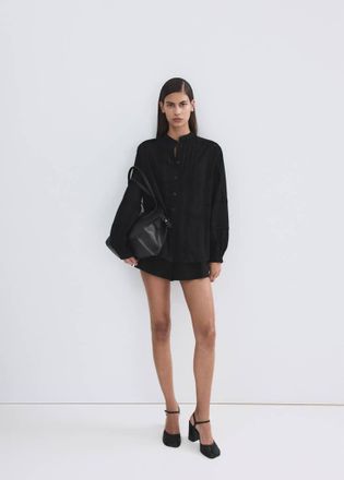 Mango Blouse broderies ajour&eacute;es noir - Femme - S - MANGO