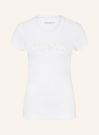 Guess T-Shirt Mit Schmucksteinen weiss