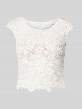 Luxuar Fashion Cropped Spitzentop mit Rundhalsausschnitt