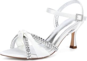 Generic Femmes Aiguille Haut High Sandales Chaussures De Mariage De Mariée Ouvert Bout Mariage Party 7 CM Heels,Ivory White,42 EU