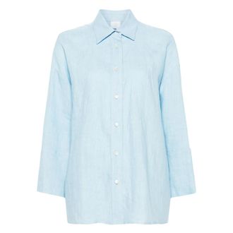 Eleventy Blaues Leinen Langarm Casual Hemd - - Blouses & Shirts - Damen - Blau - XL