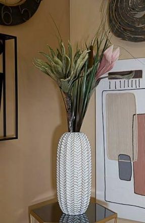 Dmora Dekoration Bormida Wei&szlig;, Struktur in Gold