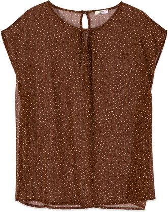 Oltre Femme, Blouses et Chemises, Brun, Taille: 42 FR Blouse en cr&ecirc;pe &agrave; motifs