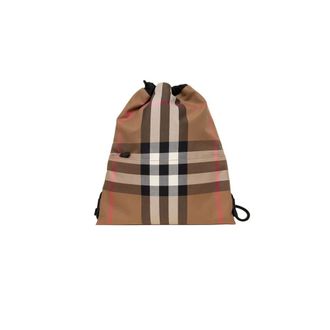 Burberry Sac &agrave; dos &agrave; cordon en coton &agrave; carreaux - Homme - Sacs - Beige - Taille: ONE Size