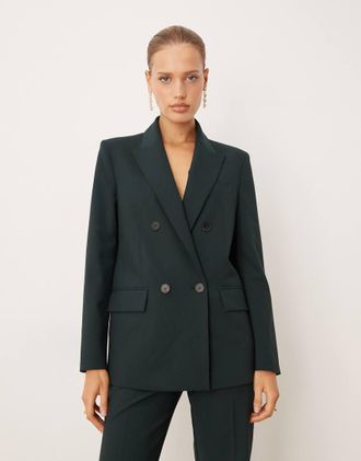 Mango Irese - Blazer densemble &eacute;l&eacute;gant en laine m&eacute;lang&eacute;e - Vert for&ecirc;t