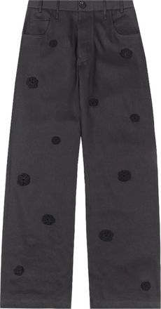 Song for the Mute jean Black &agrave; fleurs brod&eacute;es - Noir