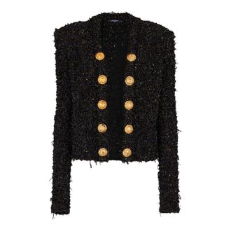 Balmain Femme, Vestes, Noir, Taille: 44 FR Veste bord &agrave; bord en tweed
