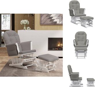 vidaXL Schaukelsessel mit Hocker Gleitend Hellgrau Stoff - Schaukelsessel - Relaxsessel - Glider Stuhl - Wickelstuhl - Stillstuhl