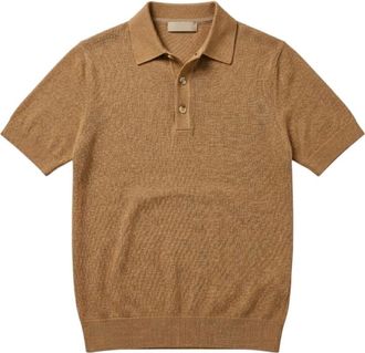 FILIPPO DE LAURENTIIS Homme, Tops, Brun, Taille: 2XL Polo en maille soie et lin