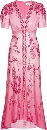 Saloni Blumiges Serramento Seidenkleid - - Dresses - Damen - Rosa - XL