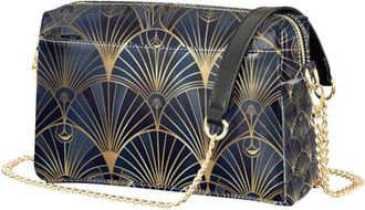 Mnsruu Sacs à bandoulière pour femme, sac à main en cuir avec motif artistique doré