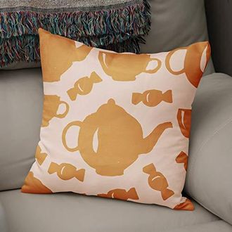 Bonamaison Le Jardin du Lin Kissen Zierkissenbezug Kissenbezug, Orange & Off White Dekoration, Für Zuhause Autos Büro Sofa Wohnzimmer Couch Schlafzimmer Dekor, 5