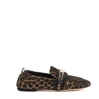 AGL Calf Leather Loafer With Leopard Print And Decorat - Gr. 36,5 (EU) - in Braun