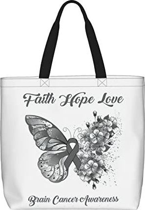 Generic Sac Fourre-Tout Foi, Espoir, Amour, Sensibilisation Au Cancer Du Cerveau Sac &Agrave; Dos Personnaliser R&eacute;utilisable Sacs En Toile Pour Femmes, Pour Filles, 