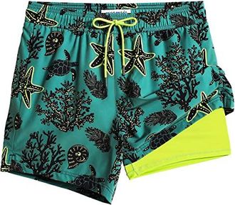 Maamgic Maillot de Bain pour Hommes avec Compression Short de Bain 2 en 1 | 5.5 S&eacute;chage Rapide Short de Natation d&eacute;contract&eacute; Boardshorts avec Pantalon int&eacute;rie