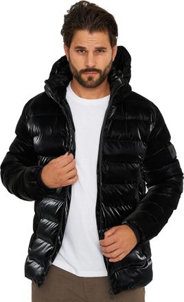 SOULSTAR Herren Winterjacke mit Kapuze Steppjacke Pufferjacke Outdoorjacke &Uuml;bergangsjacke Mens Jacket S2_MJ-SHARKSKIN-Black-L